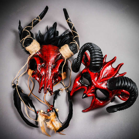 ILOVEMASKS | Accessories | Antelope Animal Skull Ox Horns Devil Ram ...